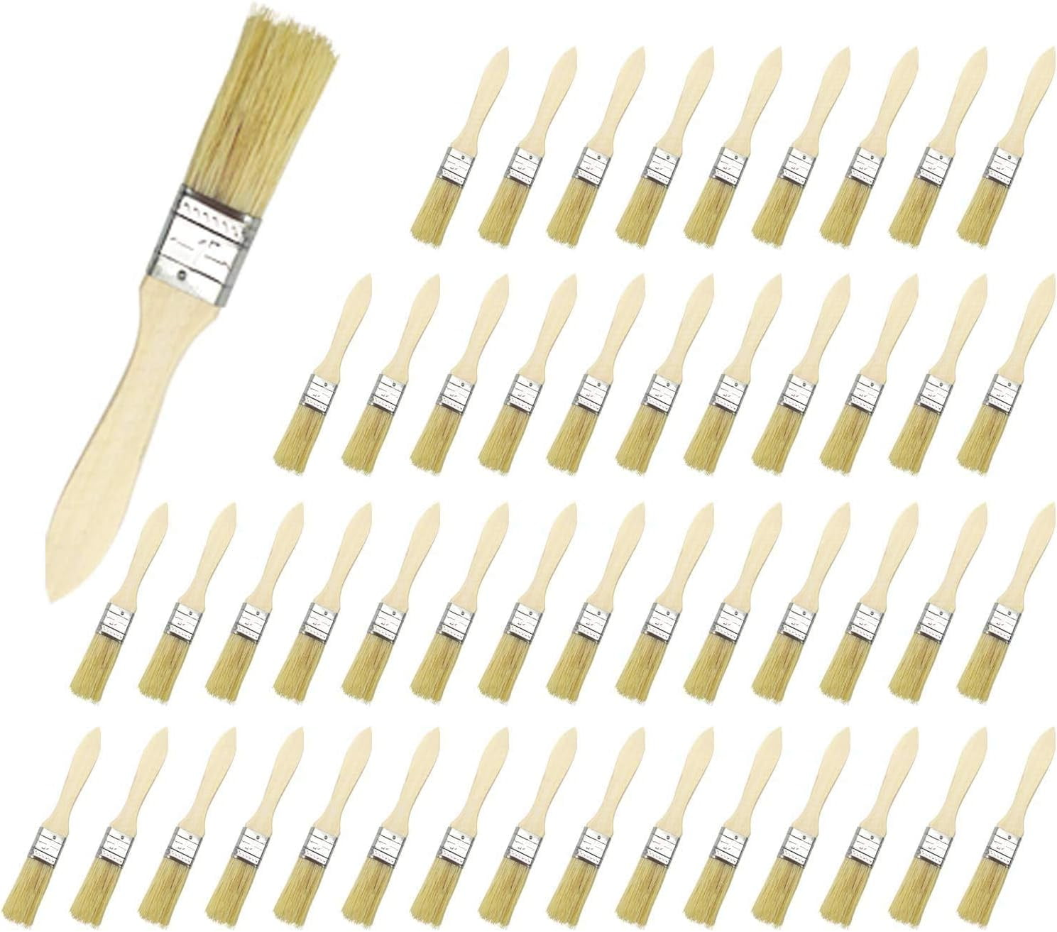 Paint Brush Set,50Pack 1 inch Paint Brushes Flat Natural Bristle ...