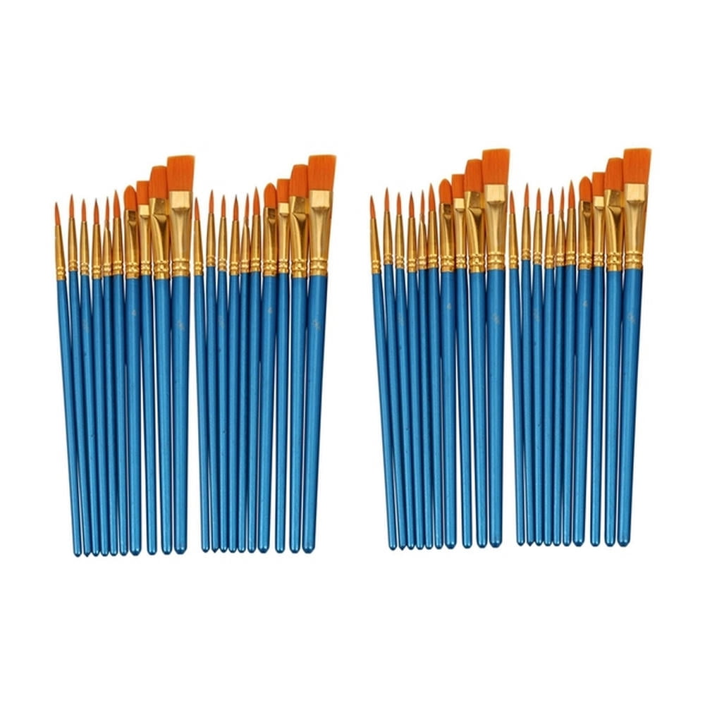 Paint Brush Set By, 40 Pcs Nylon Hair Brushes For Acrylic Oil ...