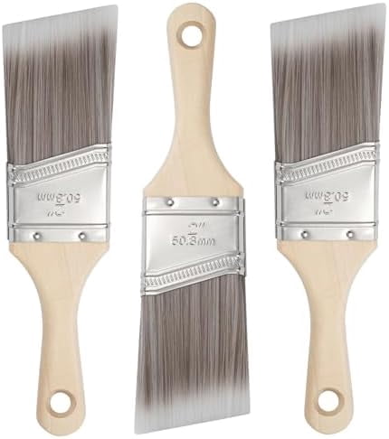 Paint Brushes, 2 Inch, Angled Brushes with Short Handle, 3 Pack ...