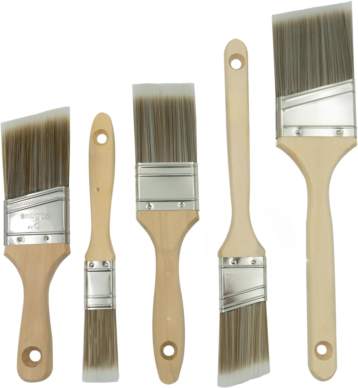 Paint Brushes, 5-Piece, Paint Brush Set: Flat & Angle Brushes for Latex ...