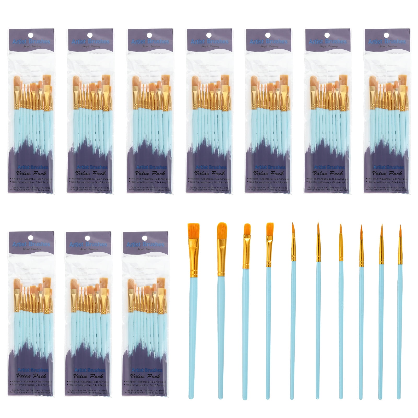 Paint Brushes Set, 100Pcs Acrylic Paint Brush Nylon Hair for Watercolor ...