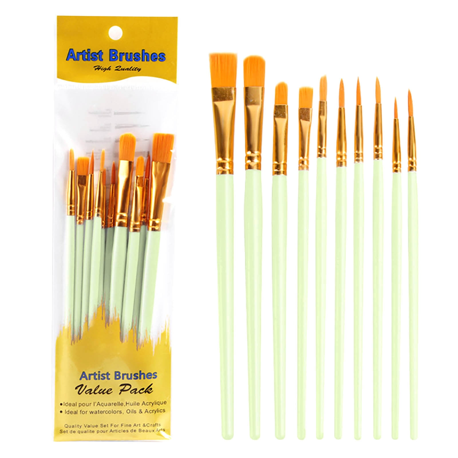 Paint Brushes Set, 10Pcs Oil Watercolor Paint Brush, Drawing and Art ...