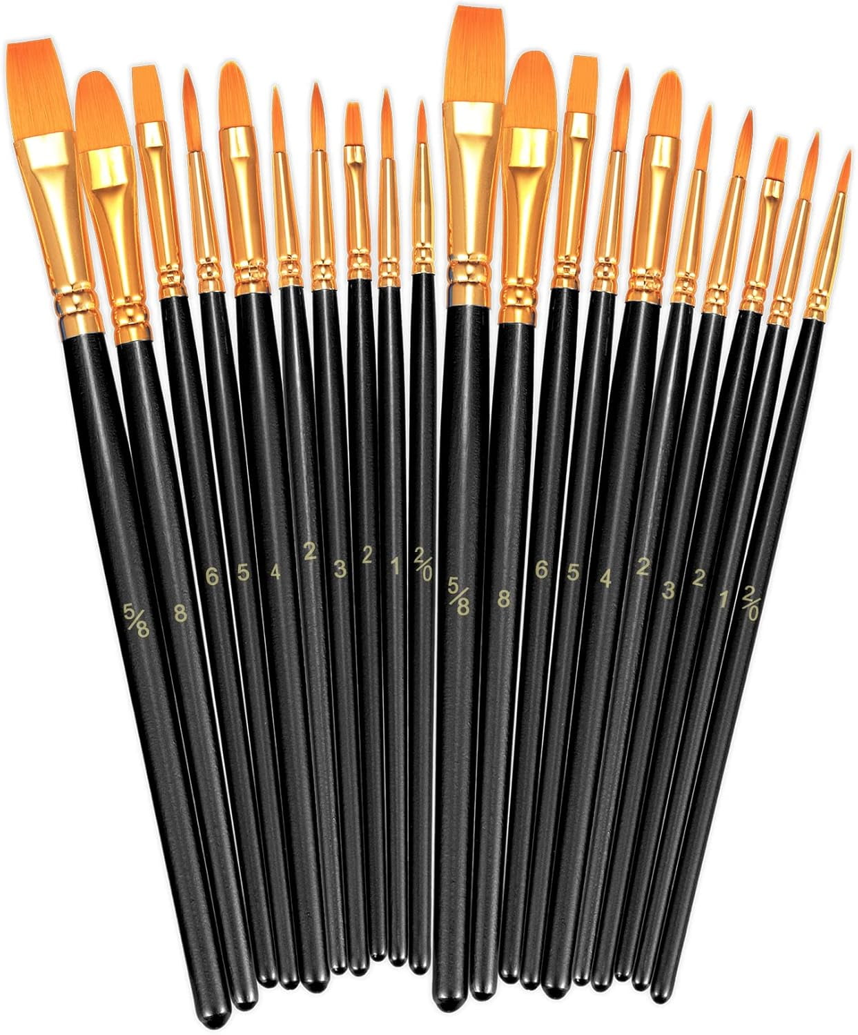 Paint Brushes Set, 2 Pack 20 Pcs Round-Pointed Tip Nylon Hair Artist ...