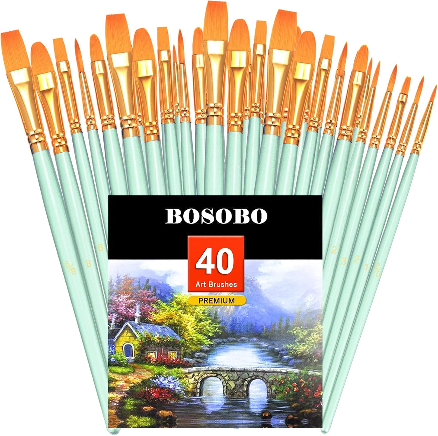 Paint Brushes Set, Round Pointed Tip Nylon Hair Artist Acrylic Paint ...