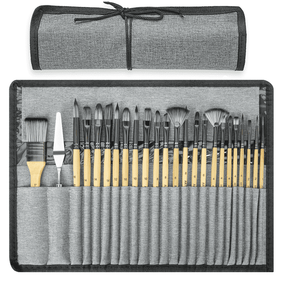 Artist's Loft Short Handle Paint Brush Set - Soft Triple-Blended Taklon ...