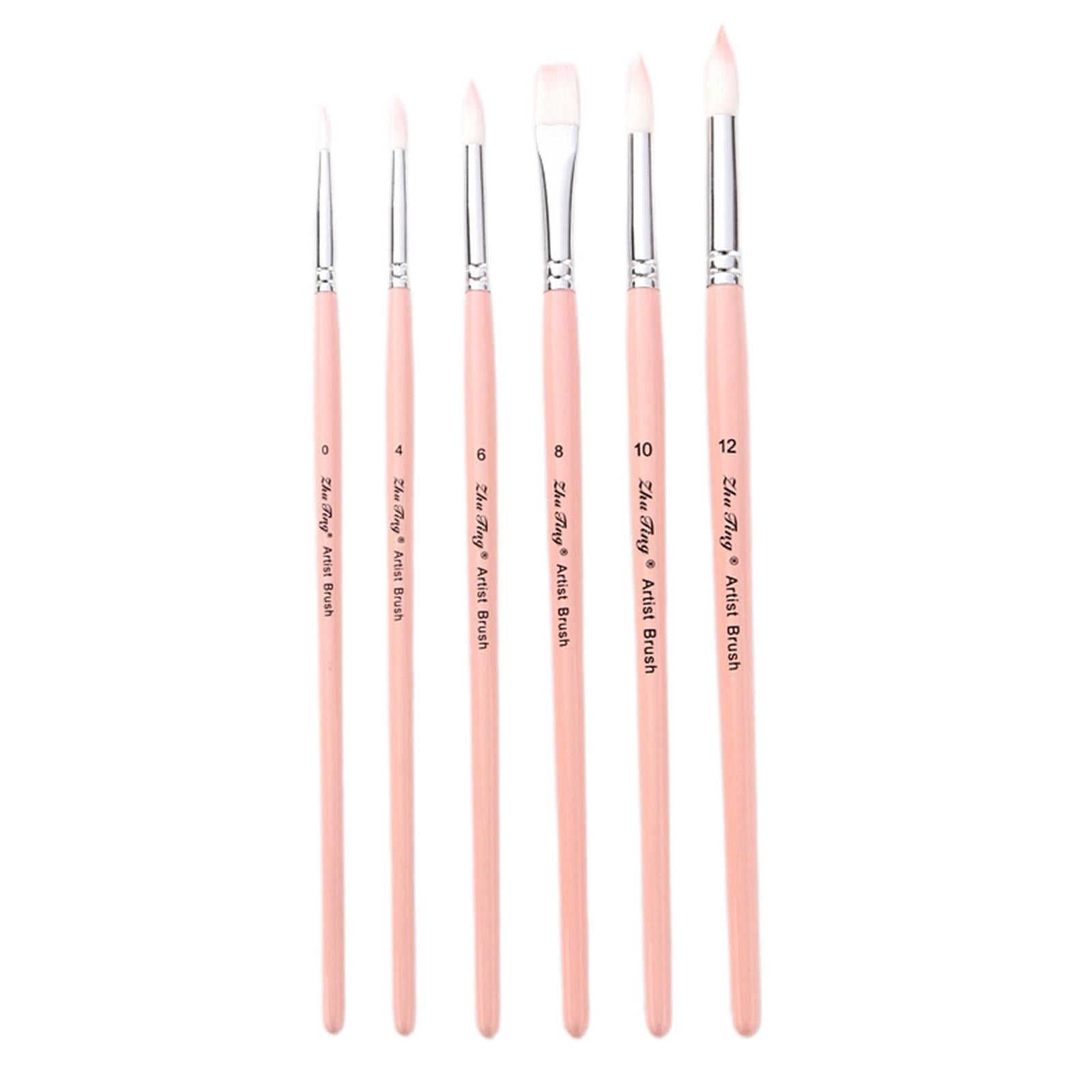 Paint Brushes Set of 6 Pieces Nylon Art Brushes for Acrylic Oil Crafts ...