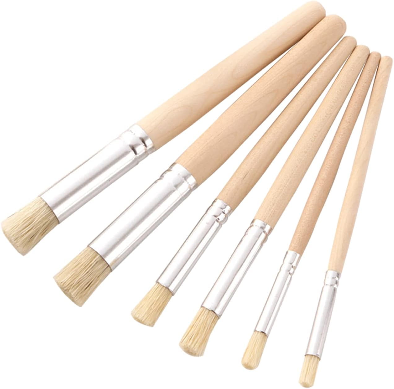 Paint Brushes Wooden Stencil Paint Brushes Set Round Tip Bristle Hair ...