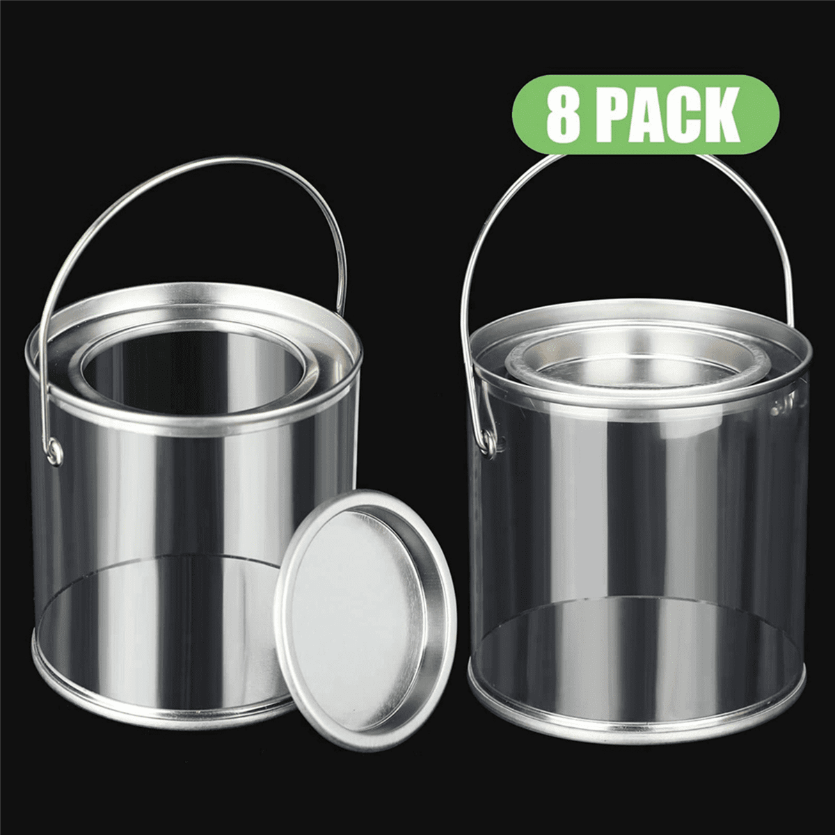 Paint Bucket Clear Bucket with Metal Lids and Handle Decorative Clear ...