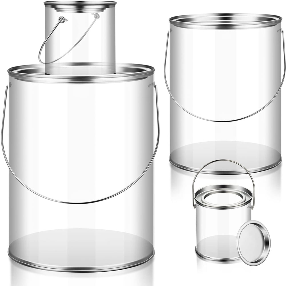 Paint Bucket Clear Bucket with Metal Lids and Handle Decorative Clear ...