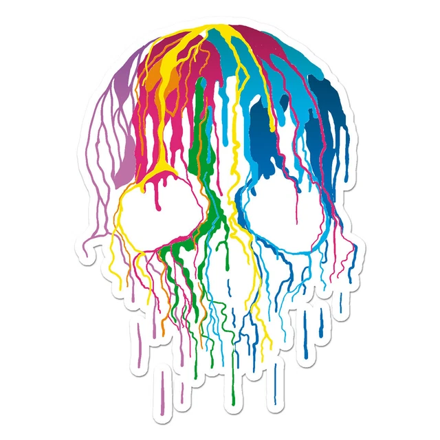 Paint Drip Skull Sticker Phone Decal Water Bottle Stickers Car Decals ...