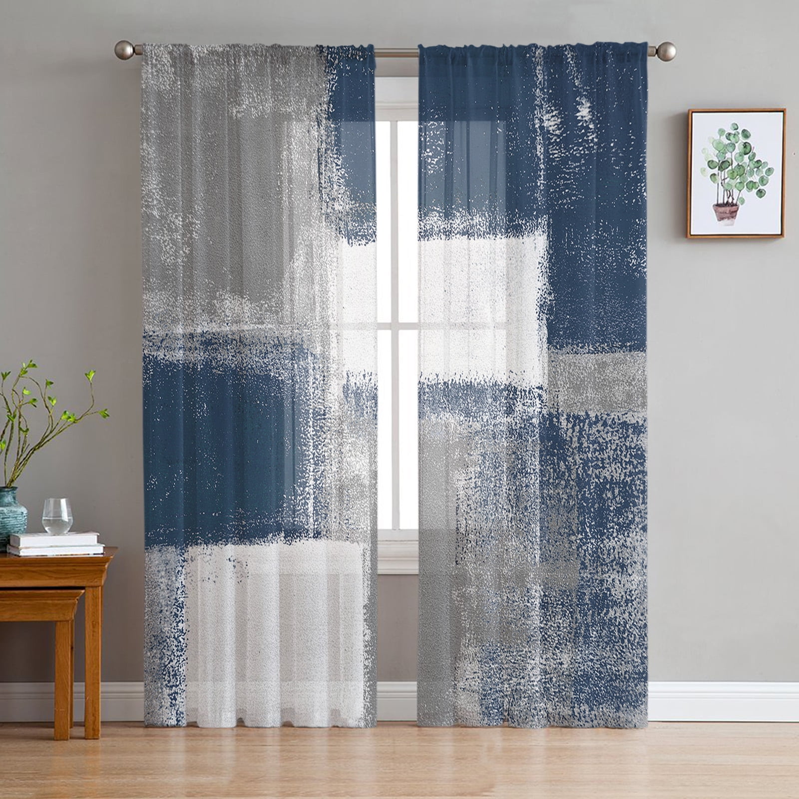 Paint Graffiti Tulle Sheer Window Curtains for Living Room the Bedroom ...