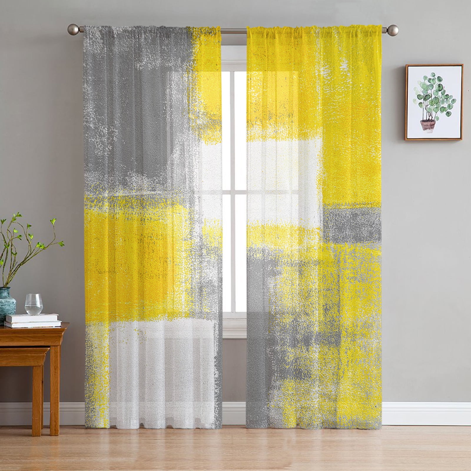 Paint Graffiti Tulle Sheer Window Curtains for Living Room the Bedroom ...