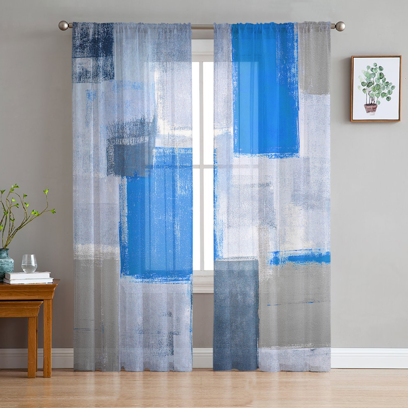 Paint Graffiti Tulle Sheer Window Curtains for Living Room the Bedroom ...