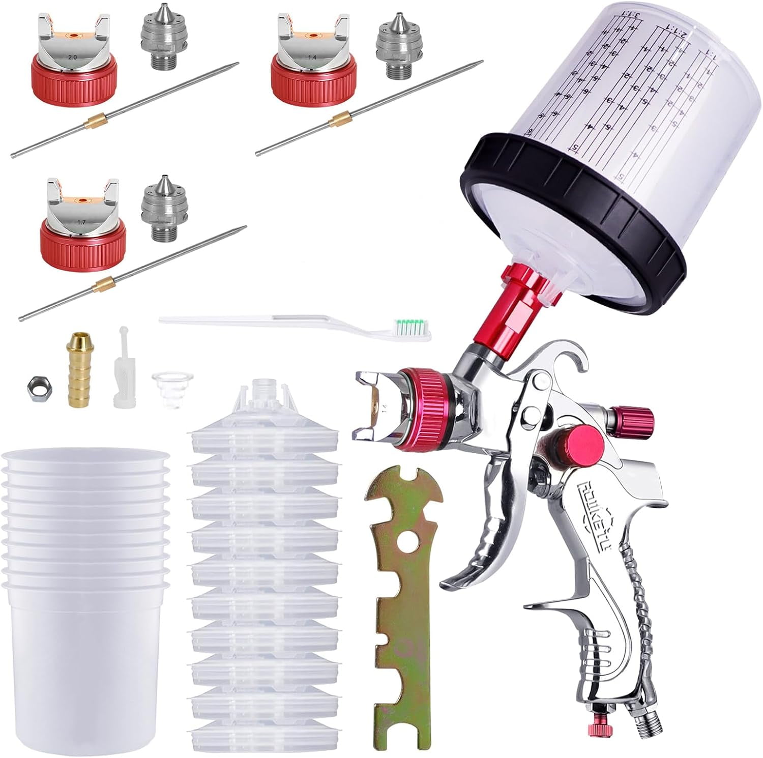 Paint Guns Automotive with 10pcs 600cc Mixing Cups and Lids, HVLP Spray ...