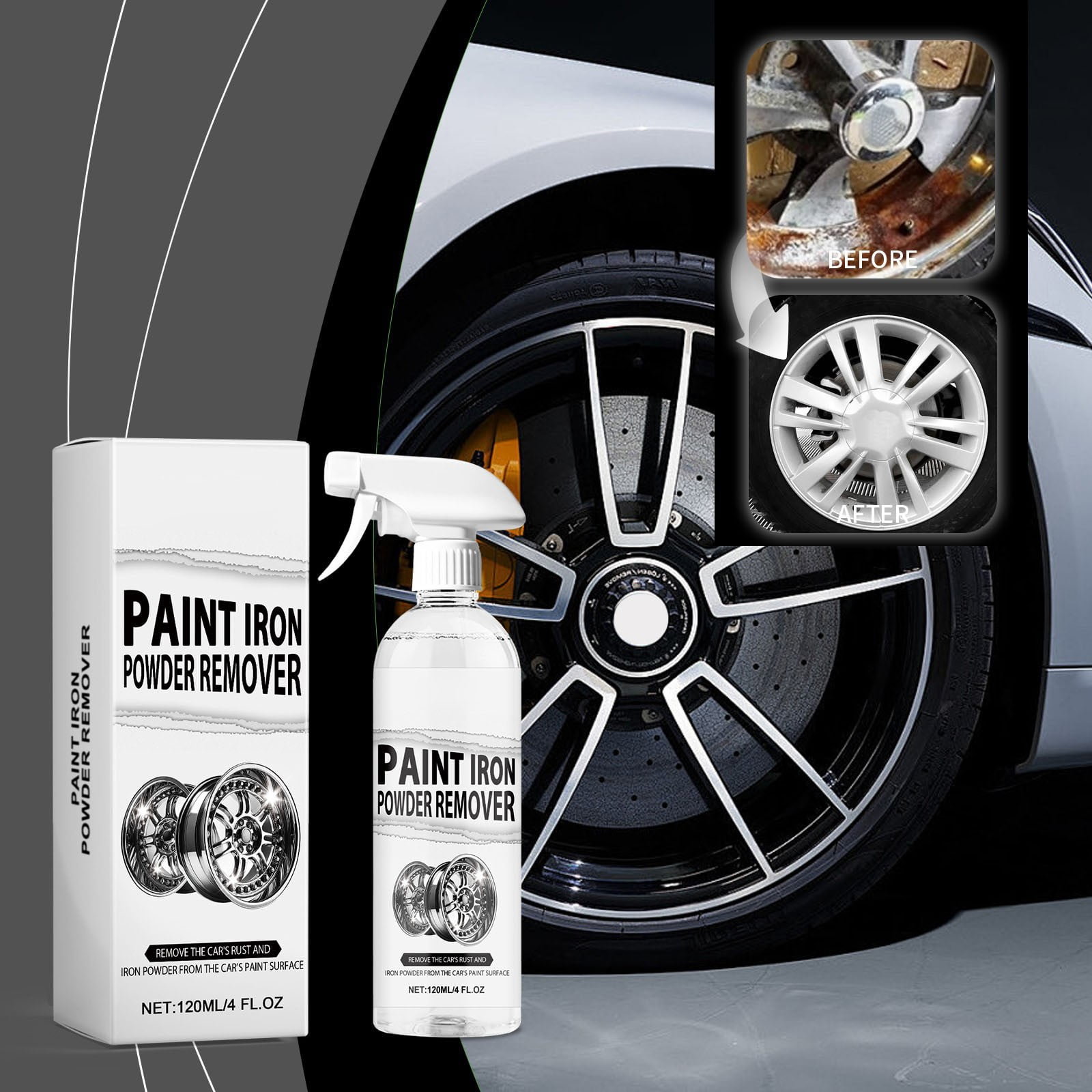 Paint Iron Powder Remover, Wheel Hub Rust Cleaner, Strong Penetration ...