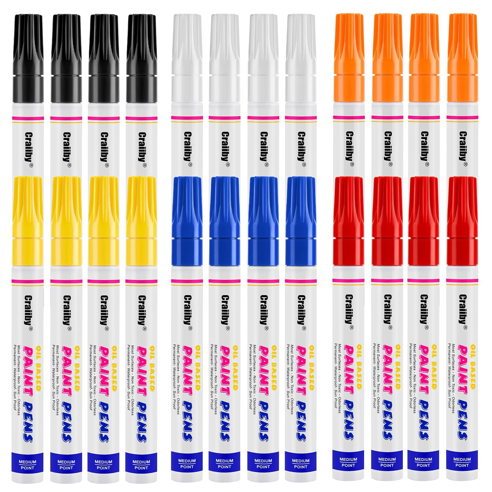 Paint Markers, 24 Pack Oil-Based Waterproof Quick Dry Permanent Paint ...