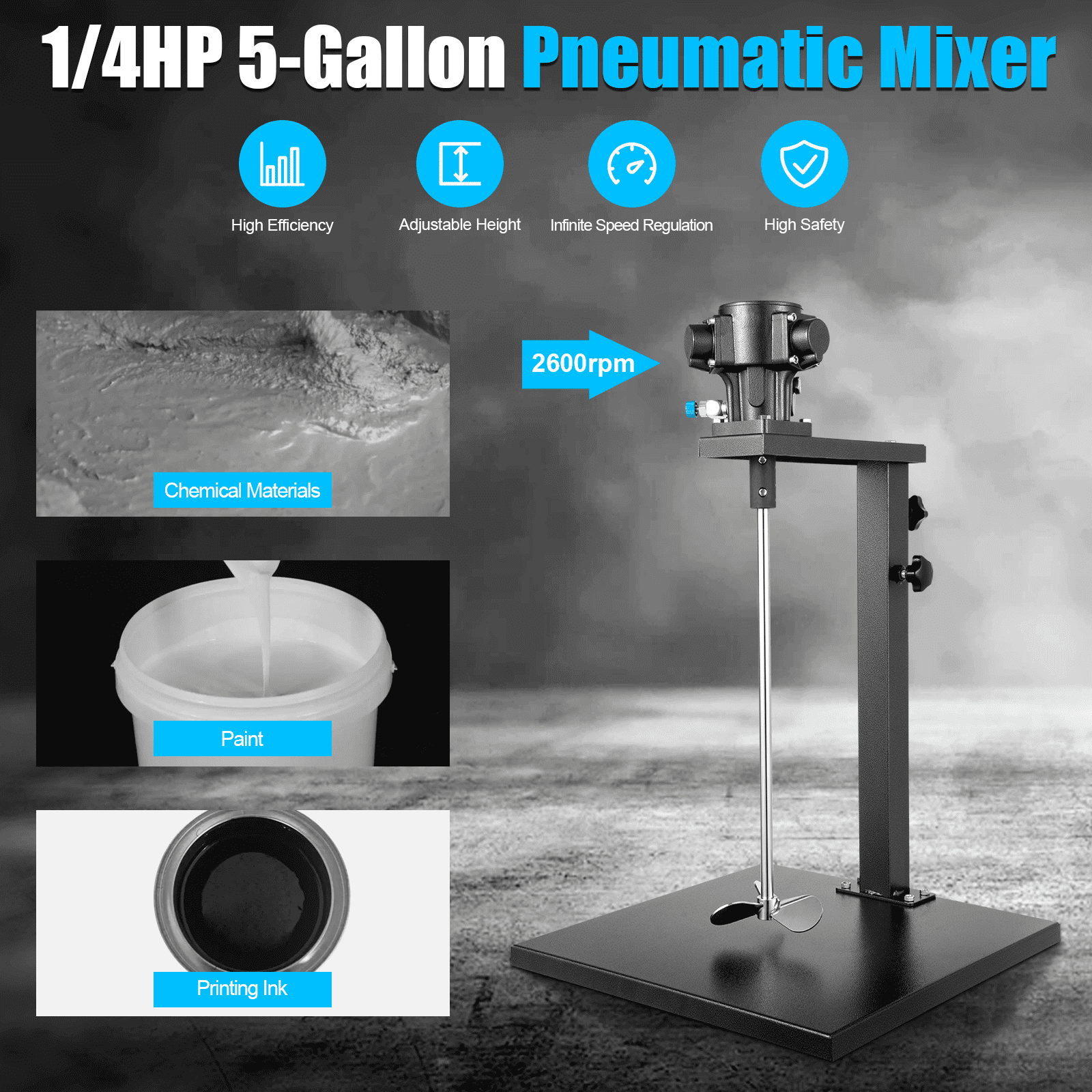 Paint Mixer Stirring Tool 5 Gallon Pneumatic Paint Mixer Machine 1/4HP ...