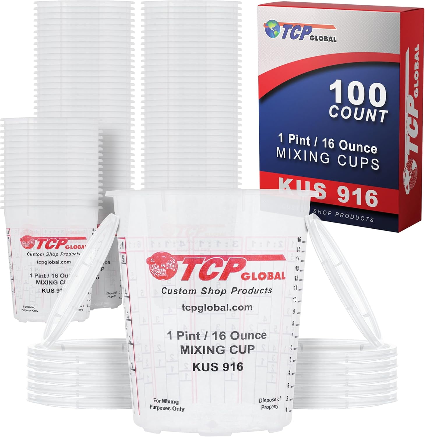 Paint Mixing Cups, 16-Ounce (Box of 100) - Plastic Measuring Cups for ...