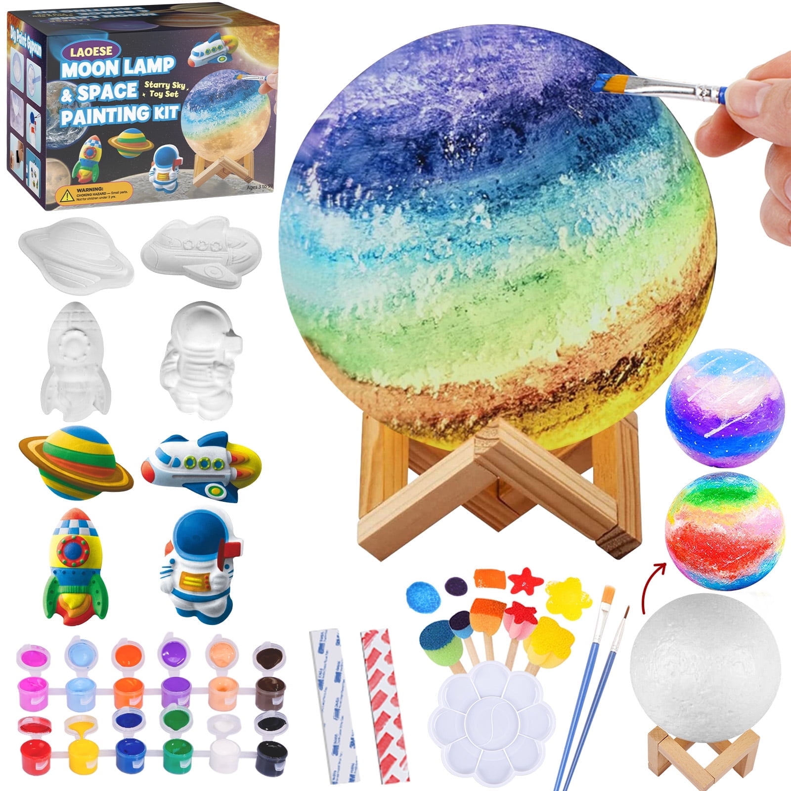 DIY 3D Moon Lamp Painting Kit, Space Night Light, Crafts for Kids, Gift ...