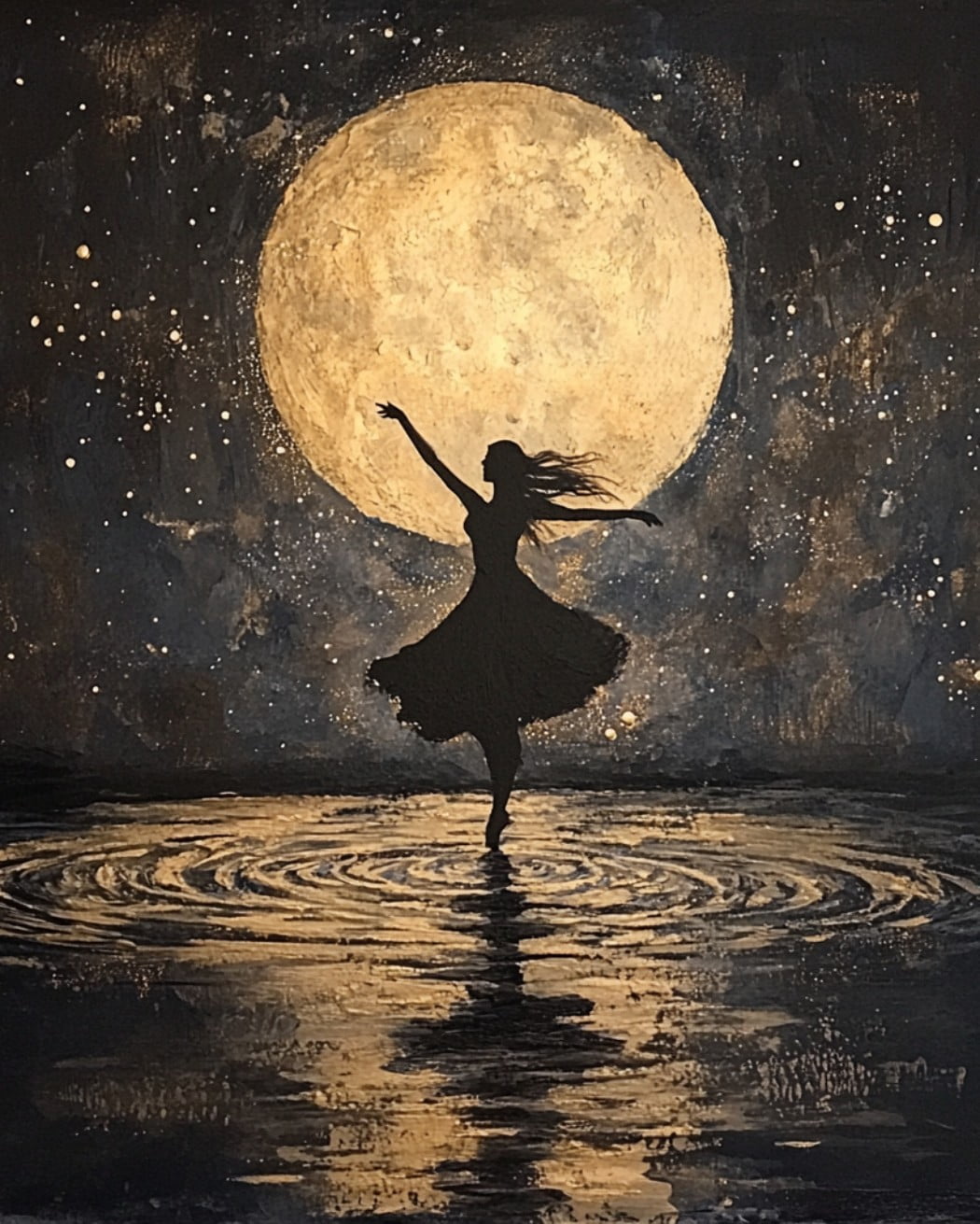Paint by Number for Adults - Girl Dancing in the Water at Moonlight ...