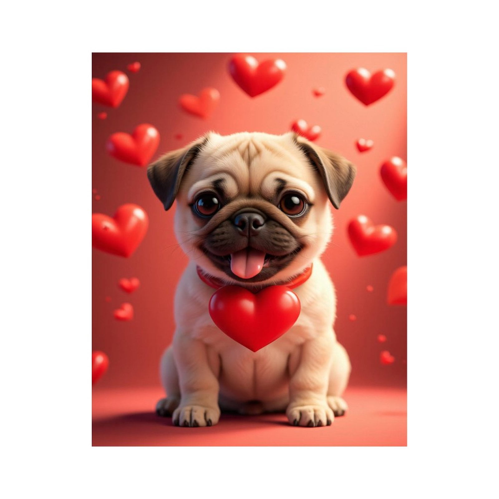 Paint by Numbers Kit for Adults, Adorable Puppy Surrounded By Hearts ...