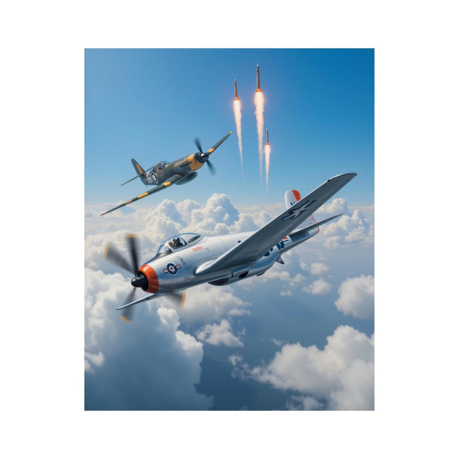 Paint by Numbers Kit for Adults, Aircraft Sky Rockets Clouds Flight ...