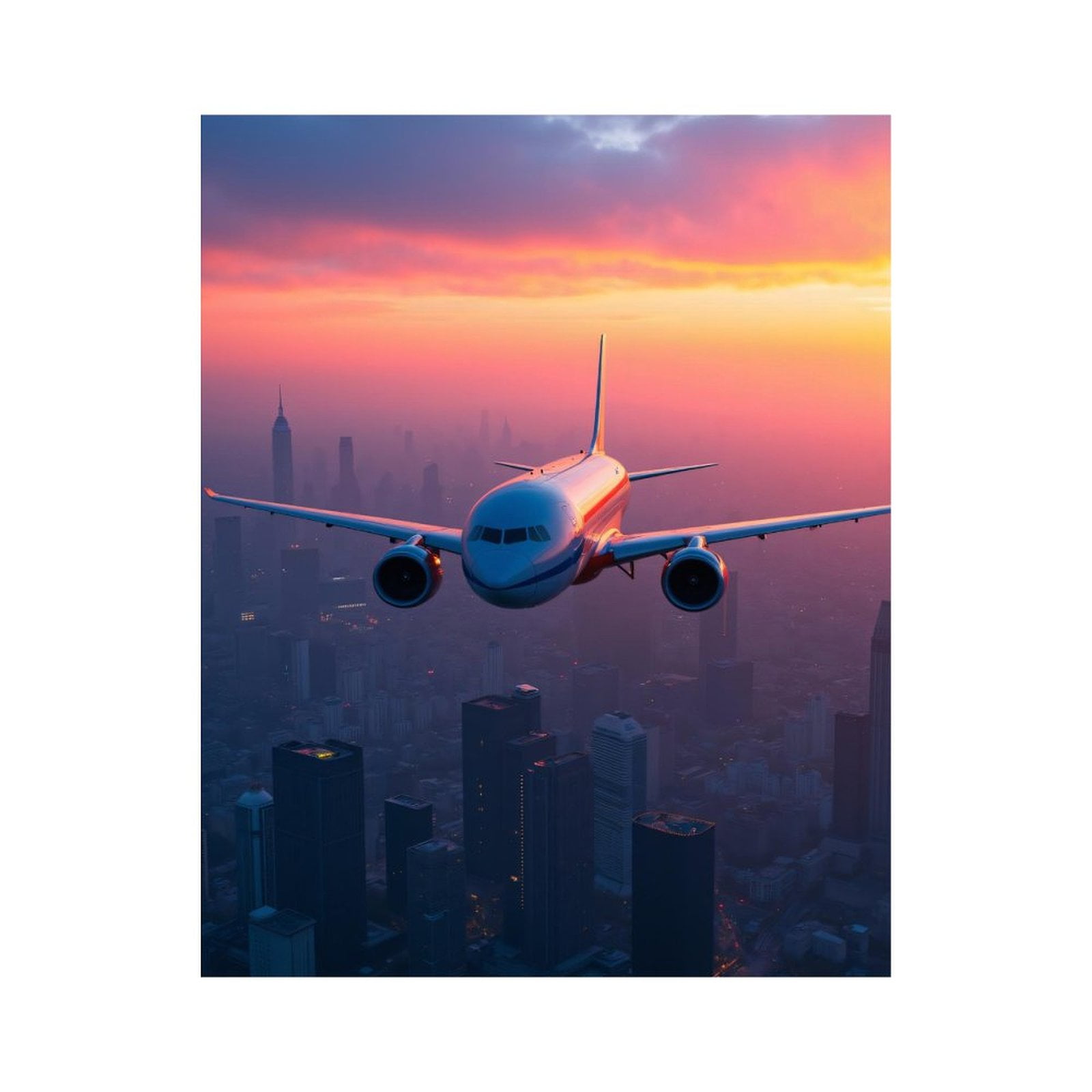 Paint by Numbers Kit for Adults, Airplane City Sunset Skyline Flight ...