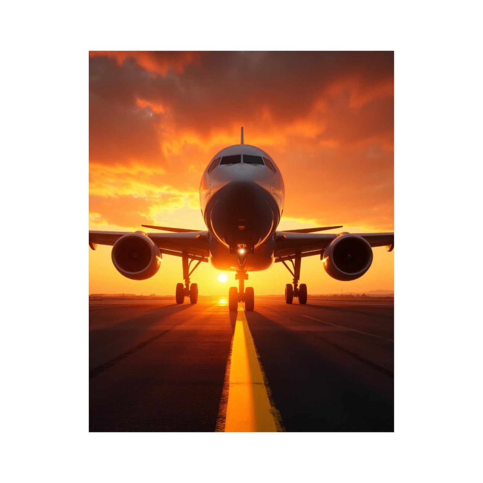 Paint by Numbers Kit for Adults, Airplane Sunset Runway Silhouette ...