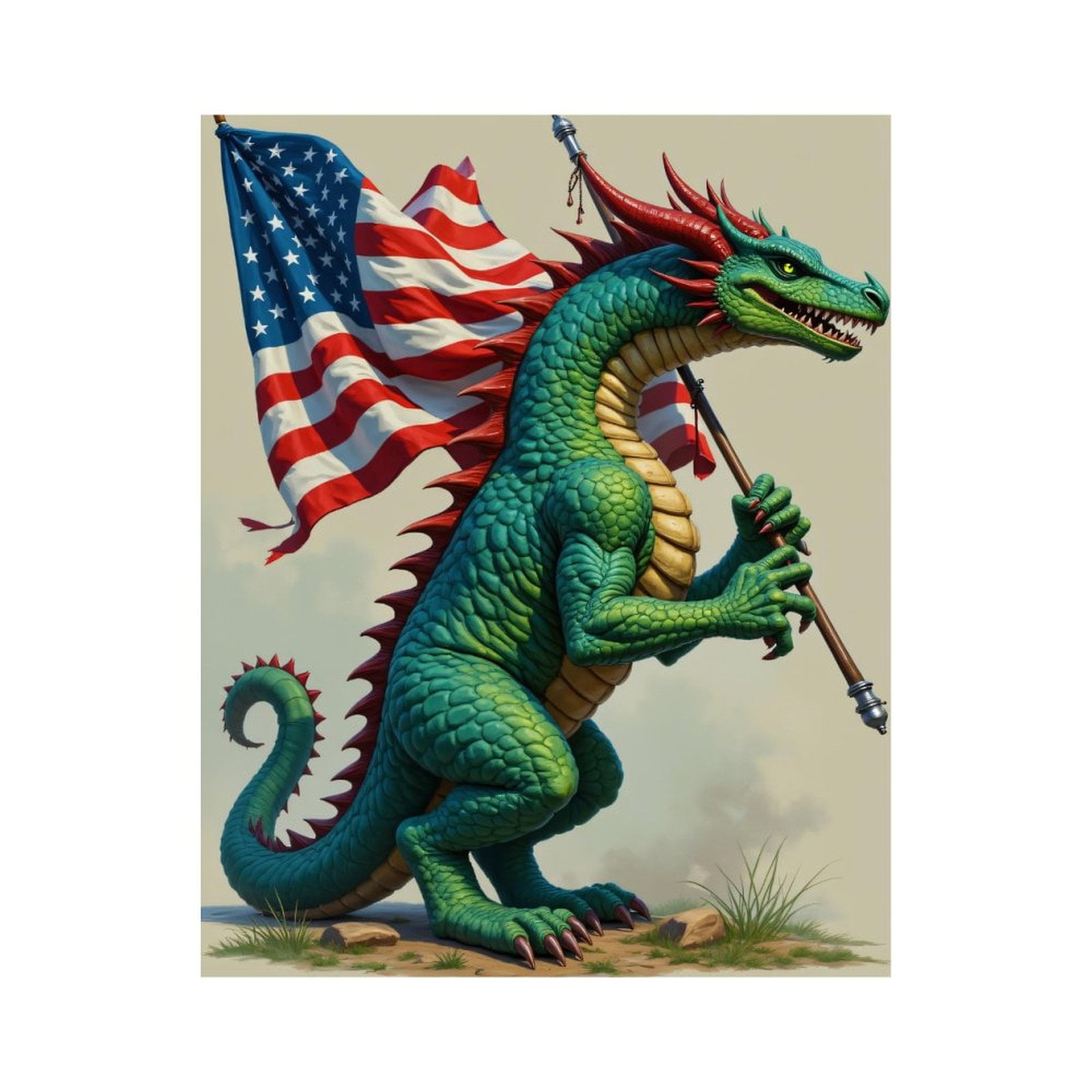 Paint by Numbers Kit for Adults, American Dragon Flag Fantasy Art Paint ...