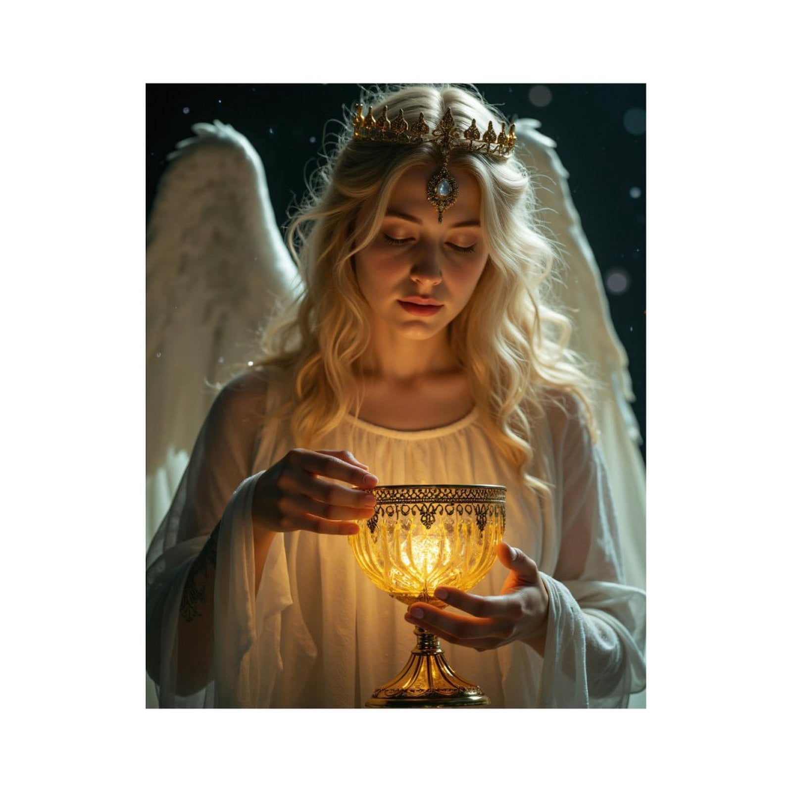 Paint by Numbers Kit for Adults, Angel With Golden Chalice Paint by ...