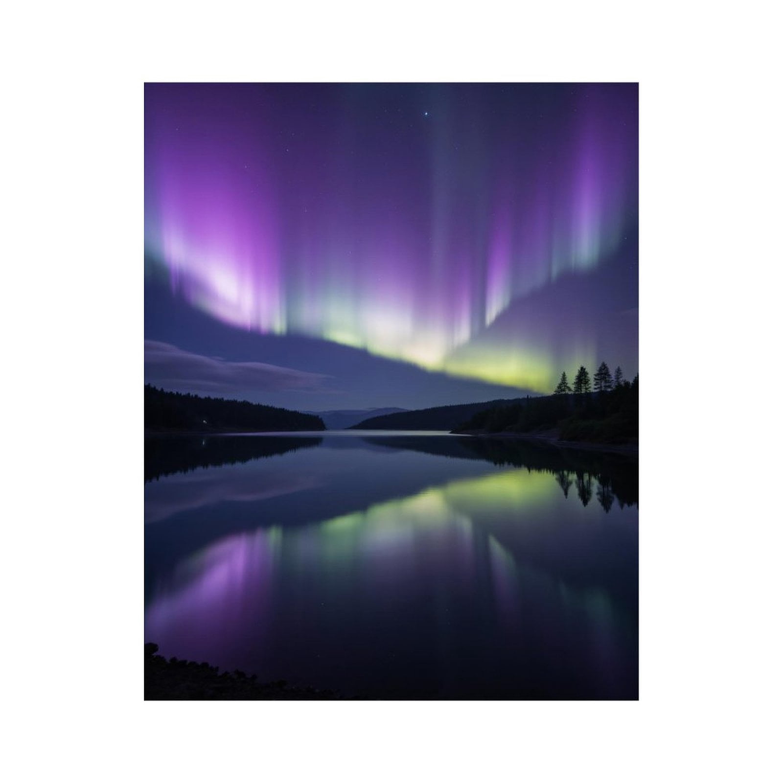 Paint by Numbers Kit for Adults, Aurora Borealis Over Lake Reflection ...