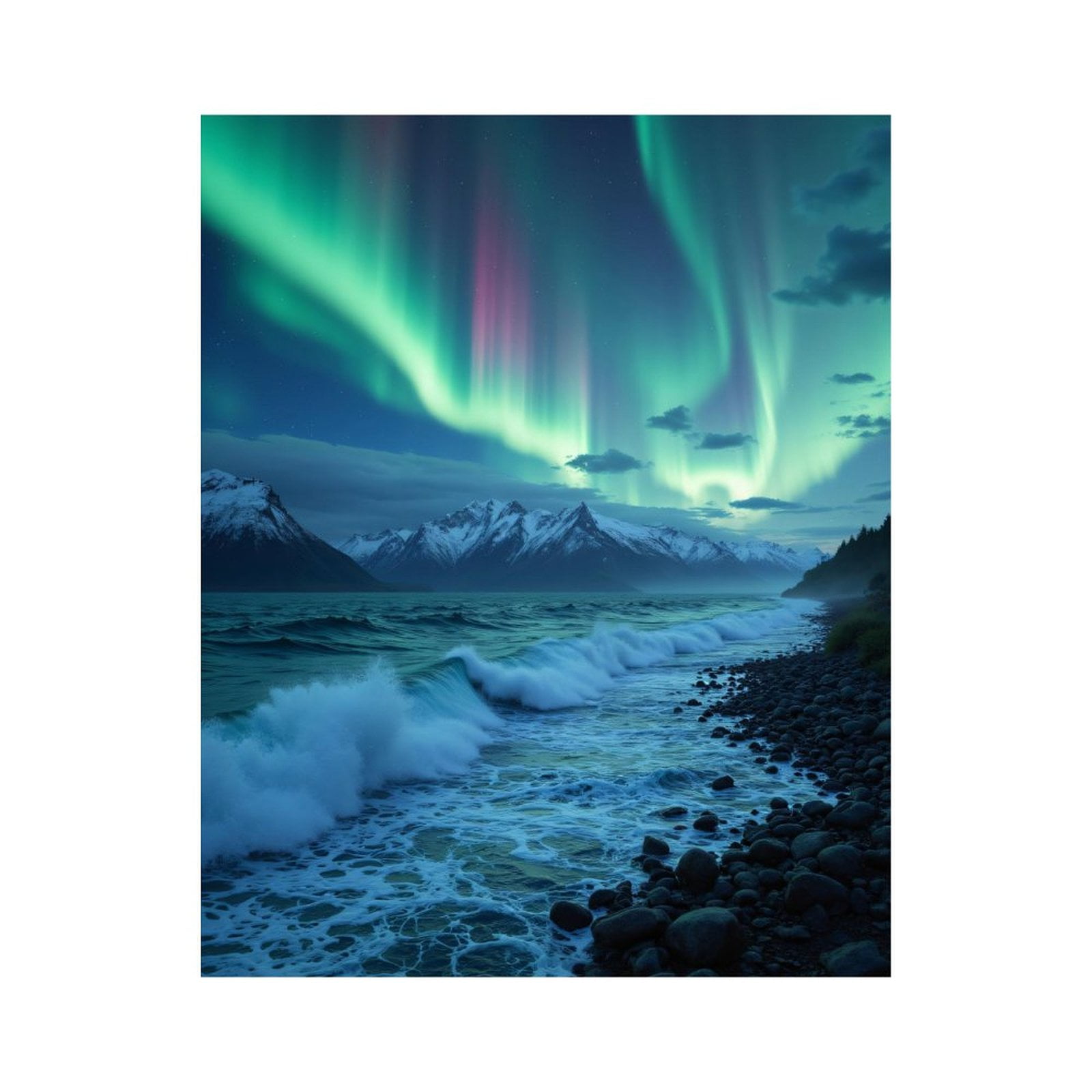 Paint by Numbers Kit for Adults, Aurora Borealis Over Ocean Waves Paint ...