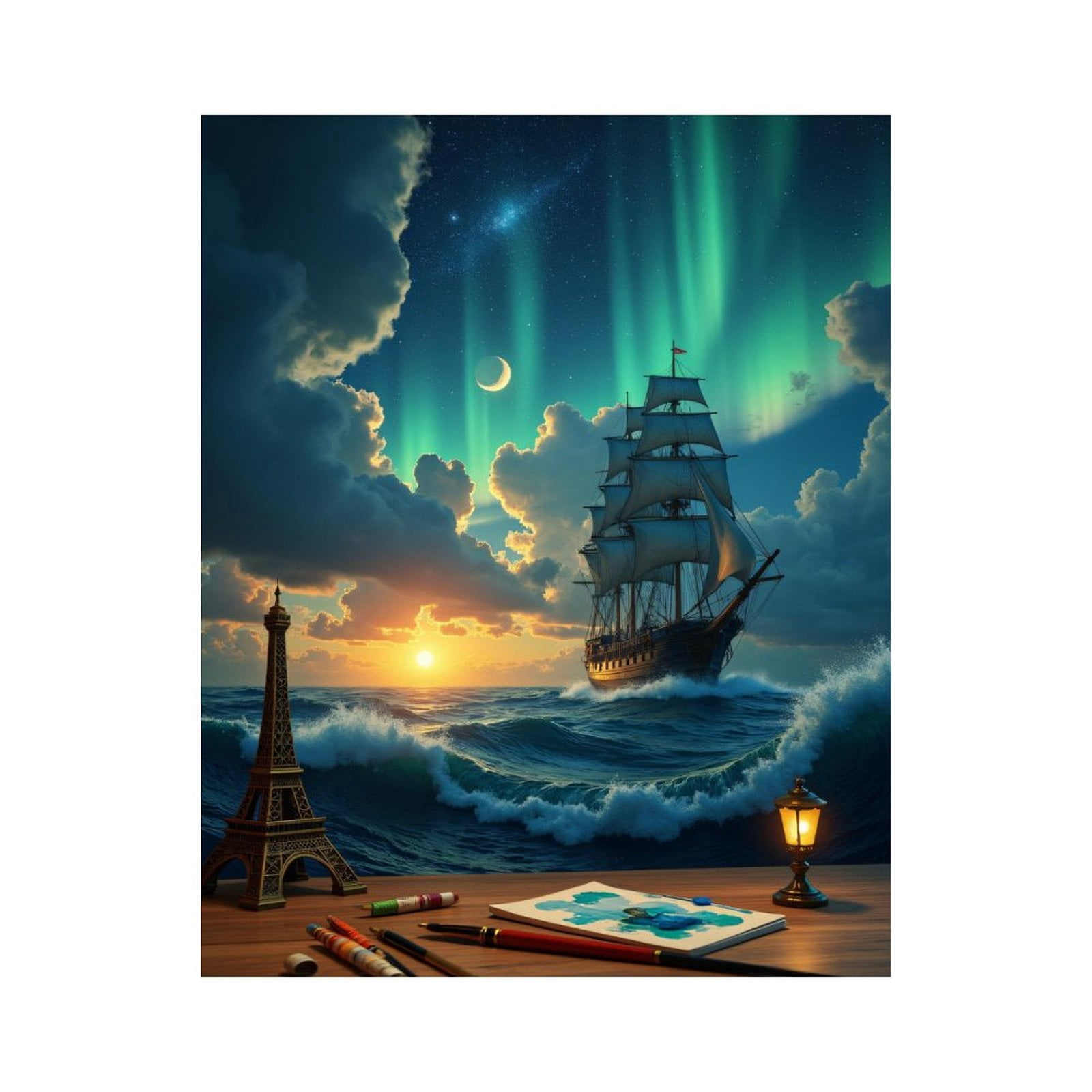 Paint by Numbers Kit for Adults, Aurora Sailing Adventure Night Sky ...