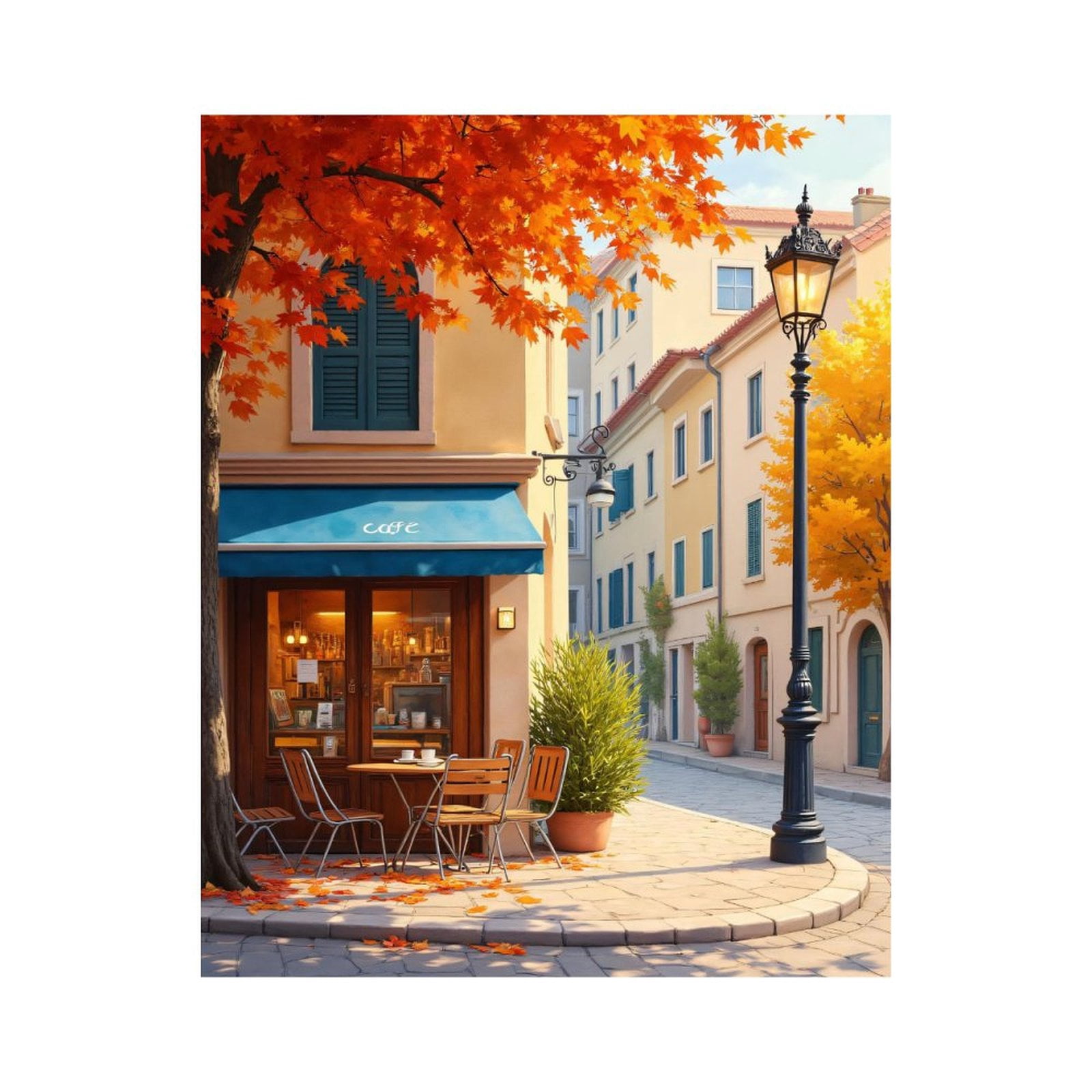 Paint by Numbers Kit for Adults, Autumn Cafe Street Scene Paint by ...