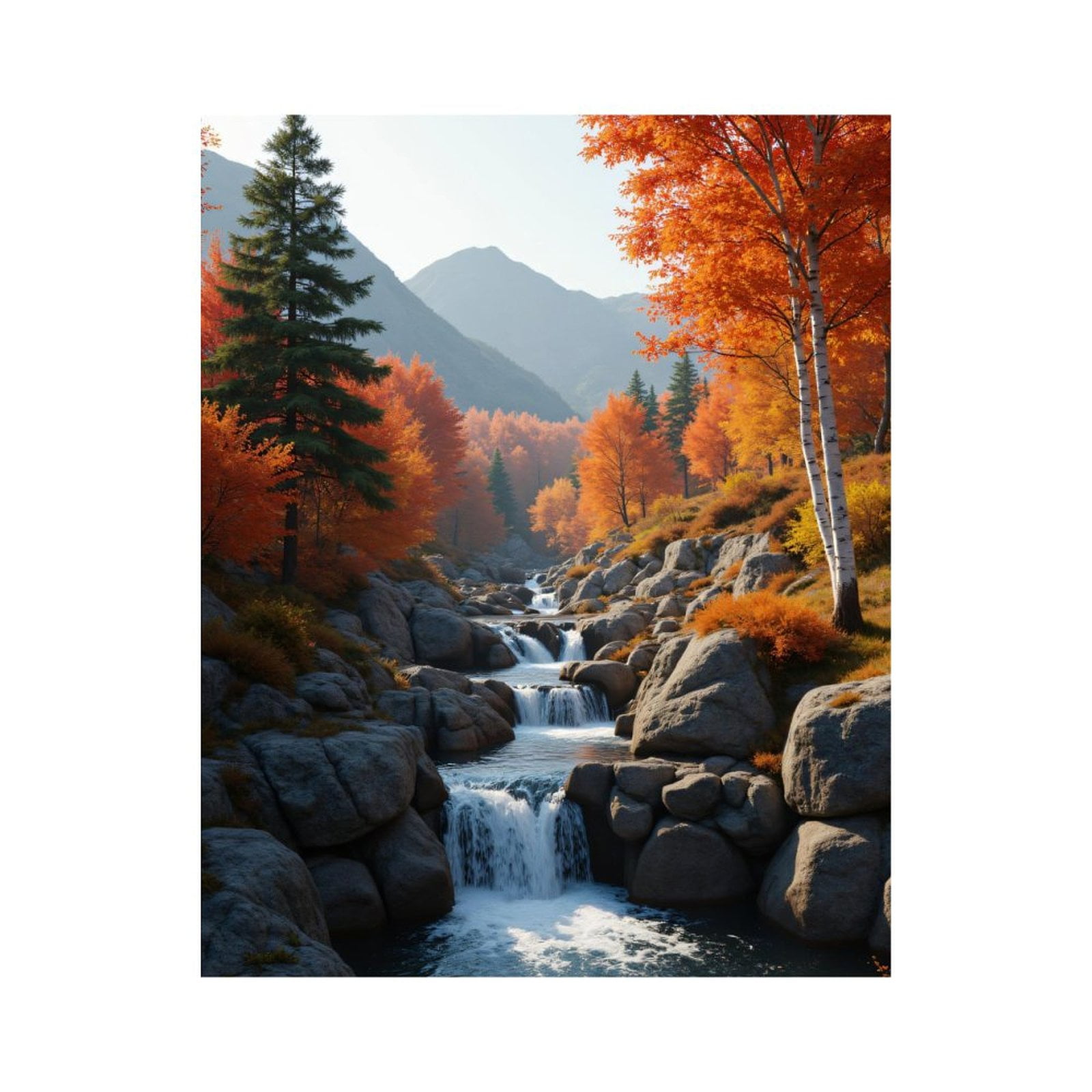 Paint by Numbers Kit for Adults, Autumn Cascade Rocky Forest Scene ...