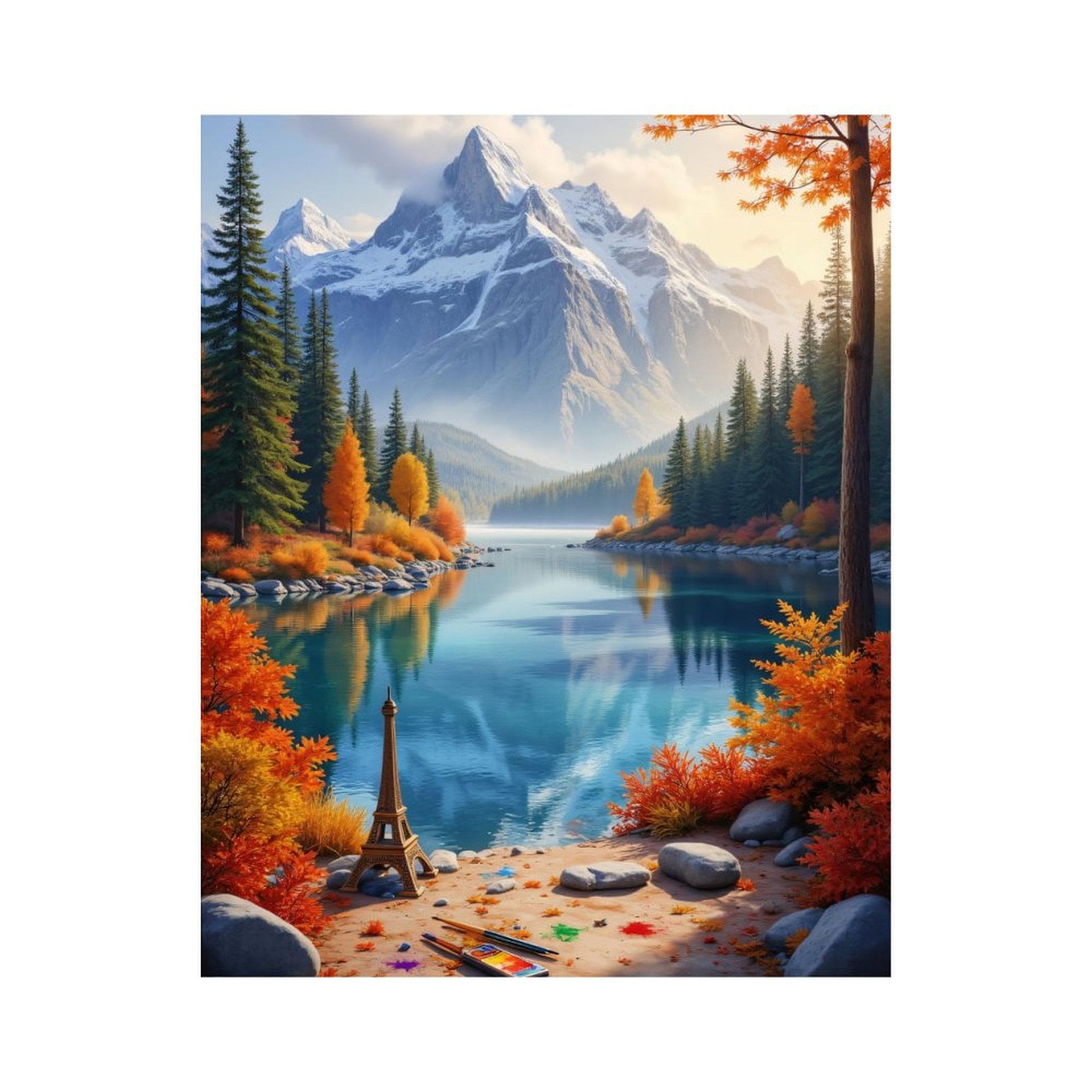 Paint by Numbers Kit for Adults, Autumn Mountain Lake Reflection Scene ...