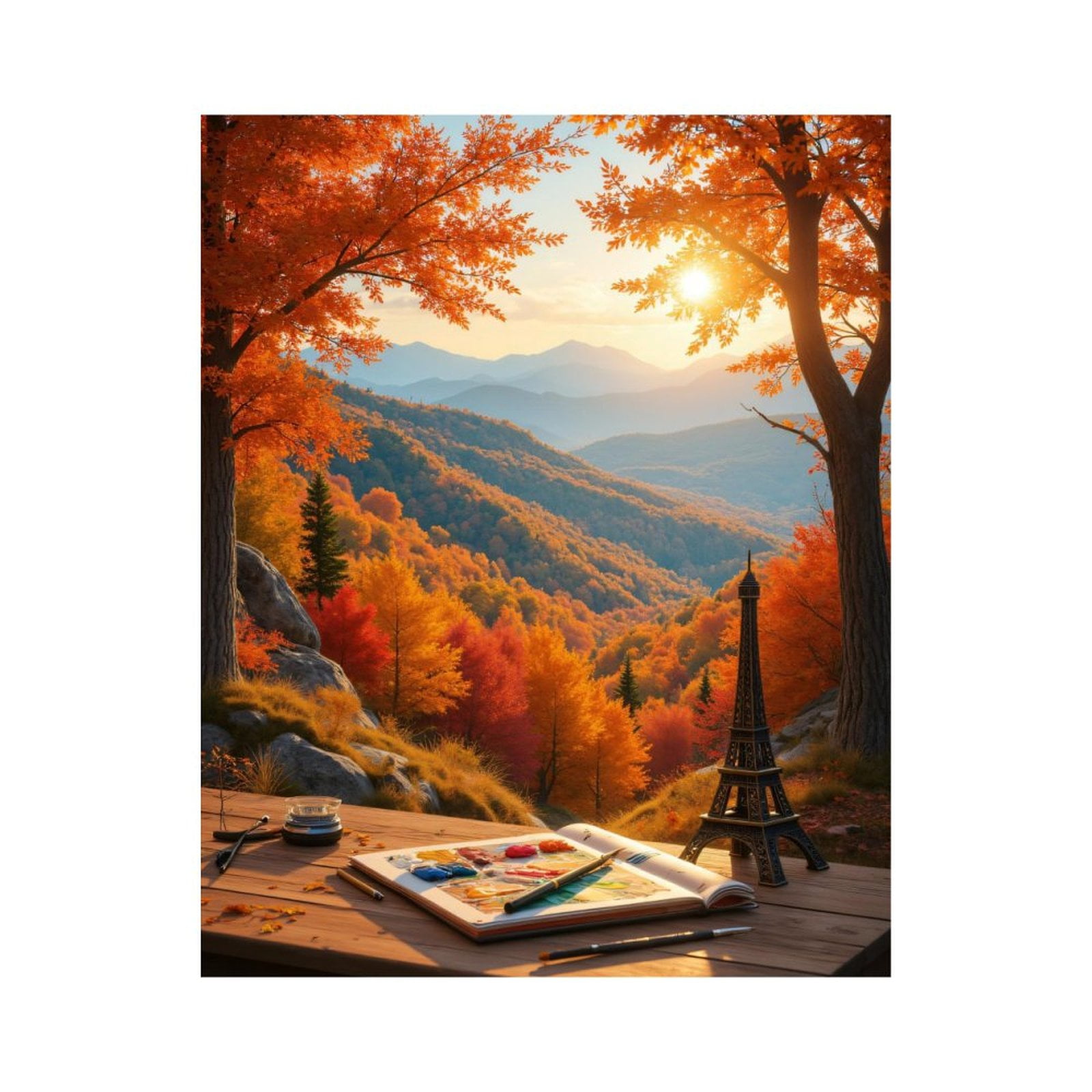 Paint by Numbers Kit for Adults, Autumn Sunset Mountain Painting Scene ...
