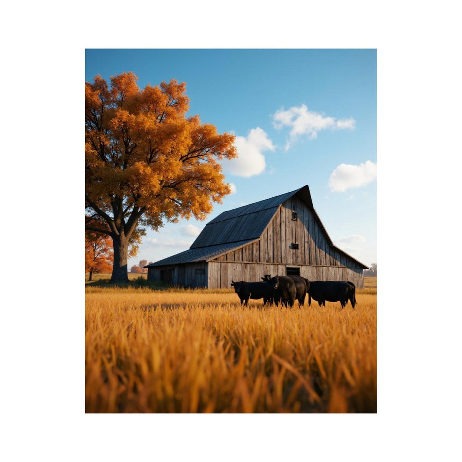 Paint by Numbers Kit for Adults, Barn Autumn Cattle Fields Paint by ...