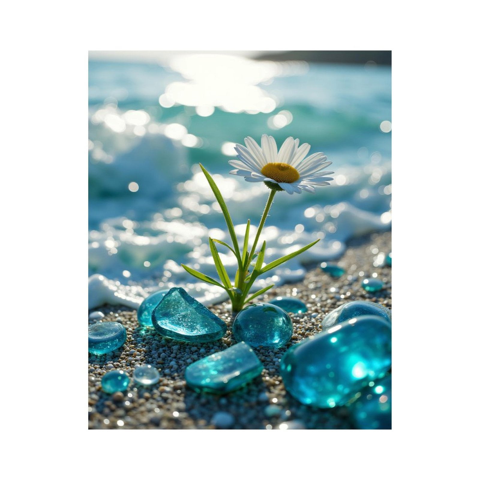 Paint by Numbers Kit for Adults, Beach Daisy Blue Stones Sunlight Paint ...