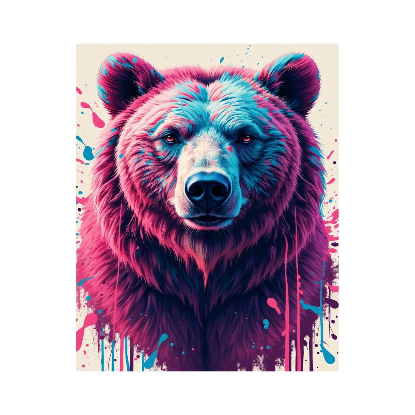 Paint by Numbers Kit for Adults, Bear Vivid Colors Art Paint Splashes ...