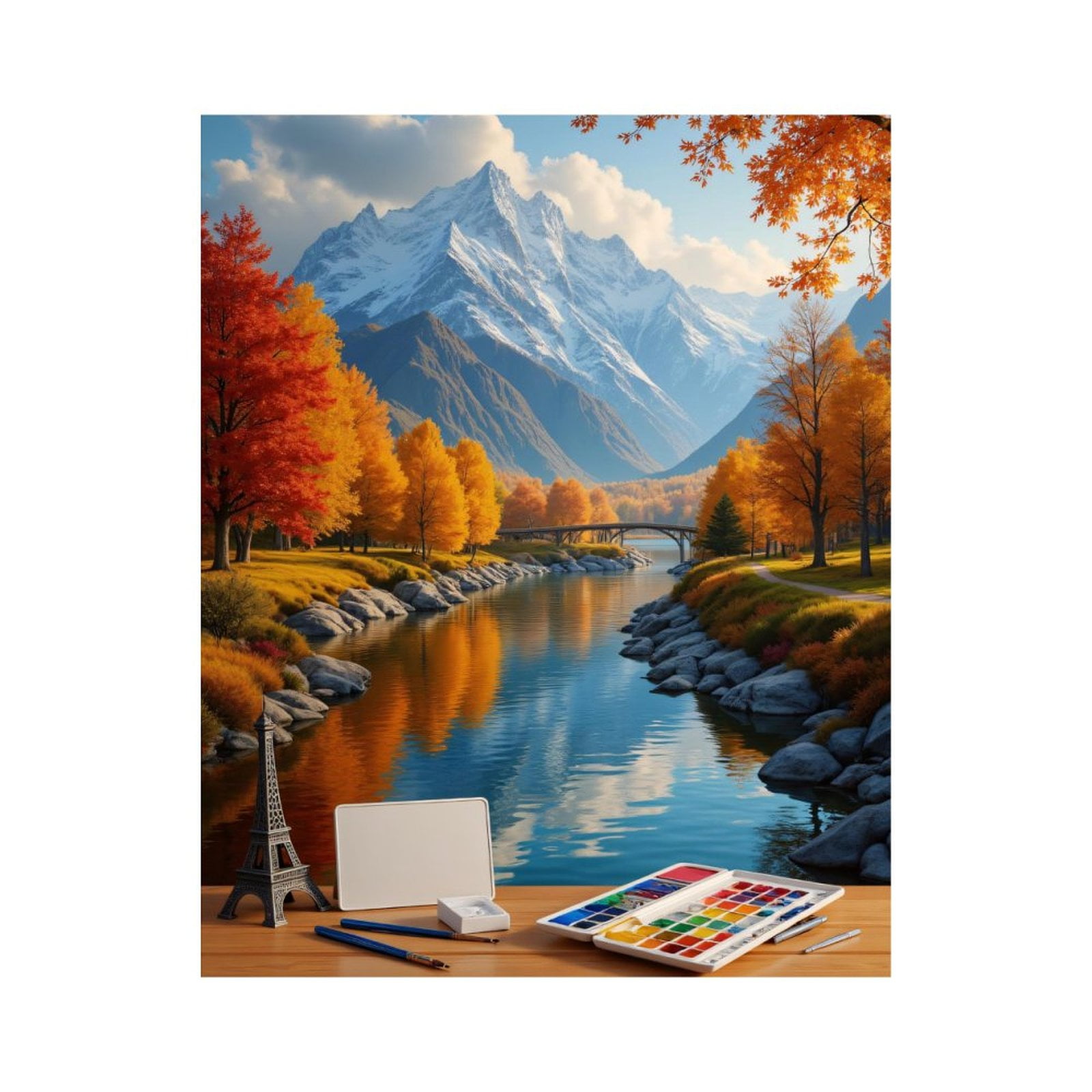 Paint By Numbers Kit for Adults Beginner - Autumn Watercolor Mountain ...