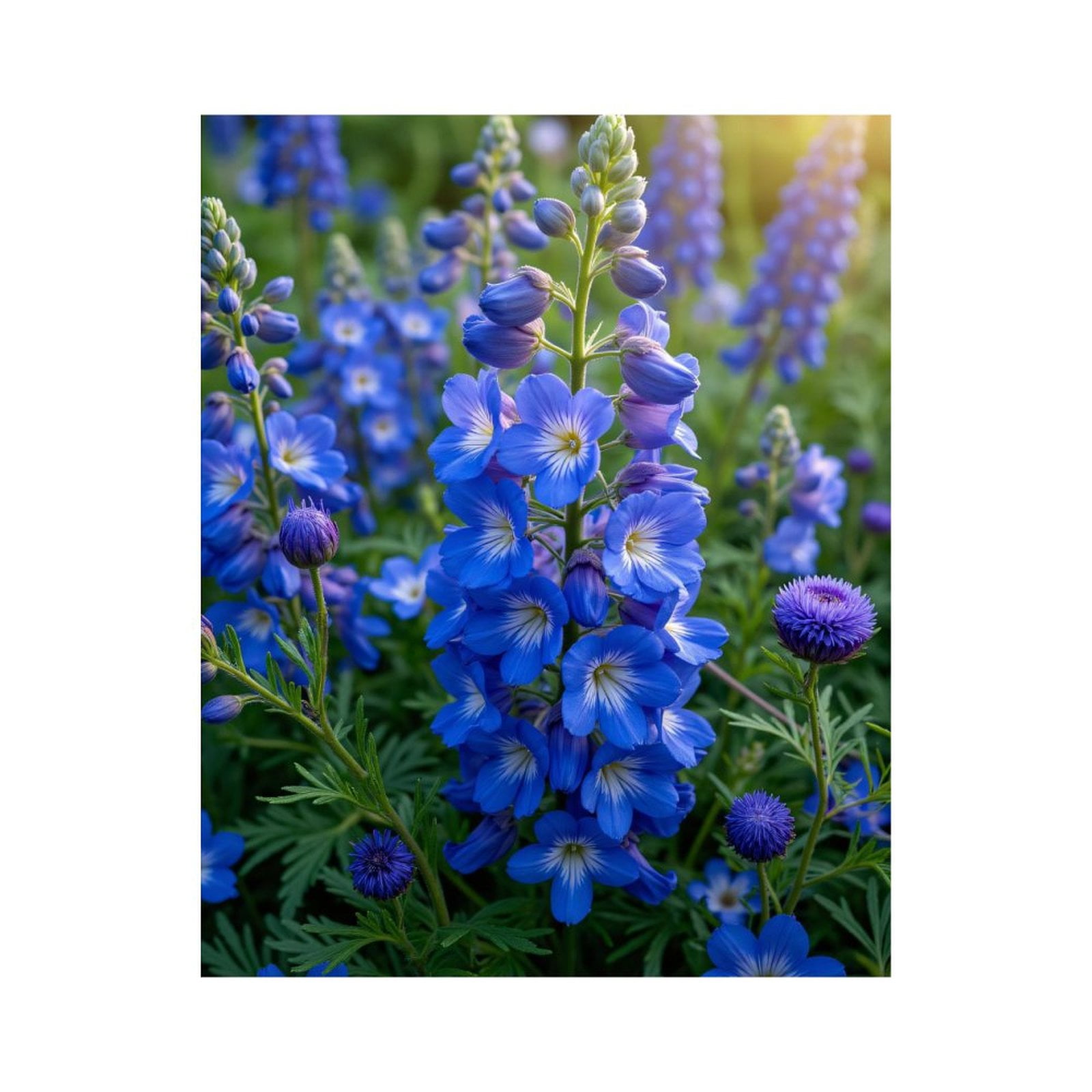 Paint By Numbers Kit for Adults Beginner - Blue Delphinium Flower Garden Bloom DIY Canvas ...
