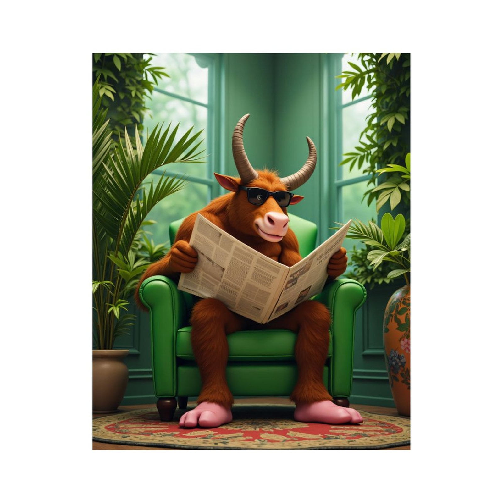 Paint By Numbers Kit for Adults Beginner - Bull Reading Newspaper ...