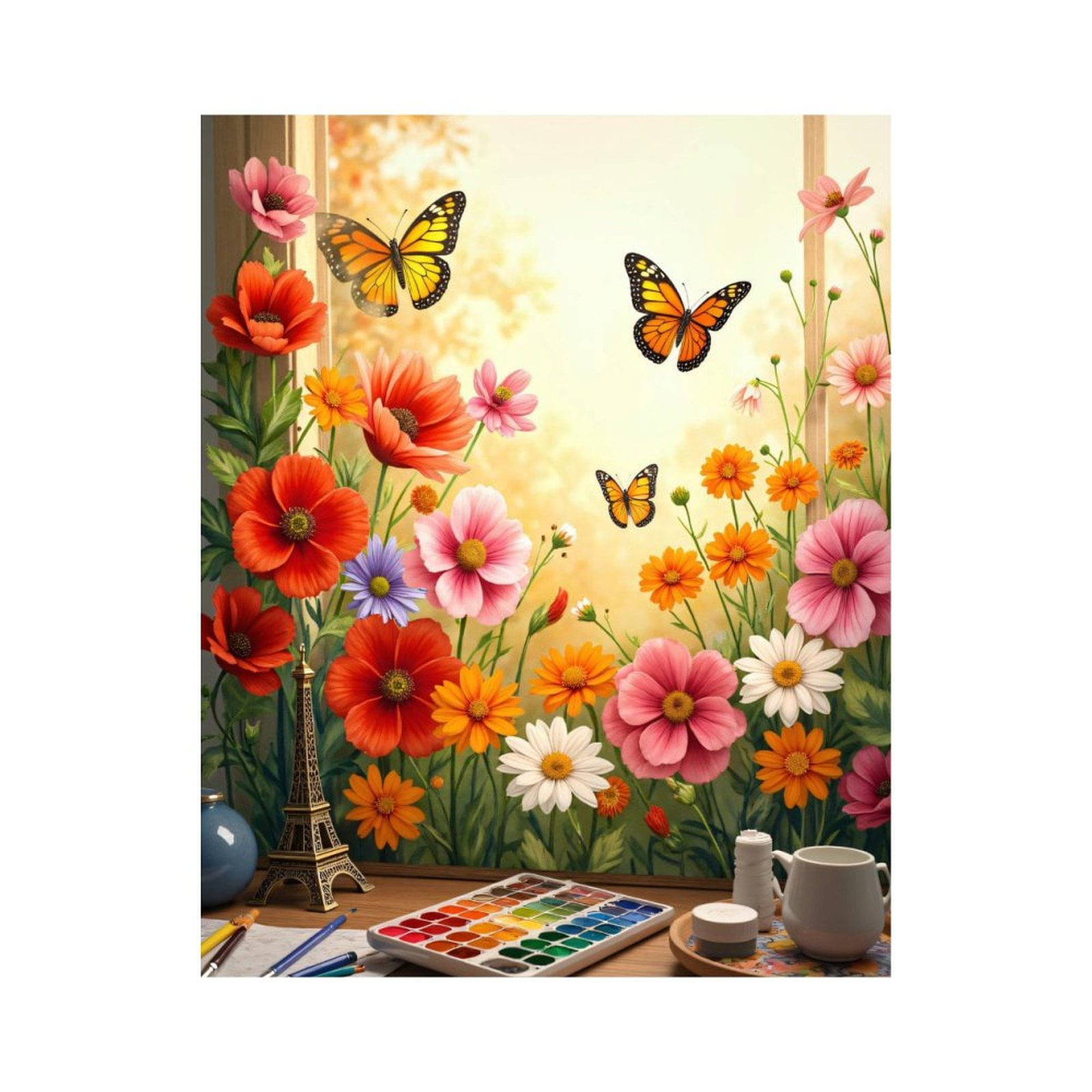 Paint By Numbers Kit for Adults Beginner - Butterflies Flowers Art ...