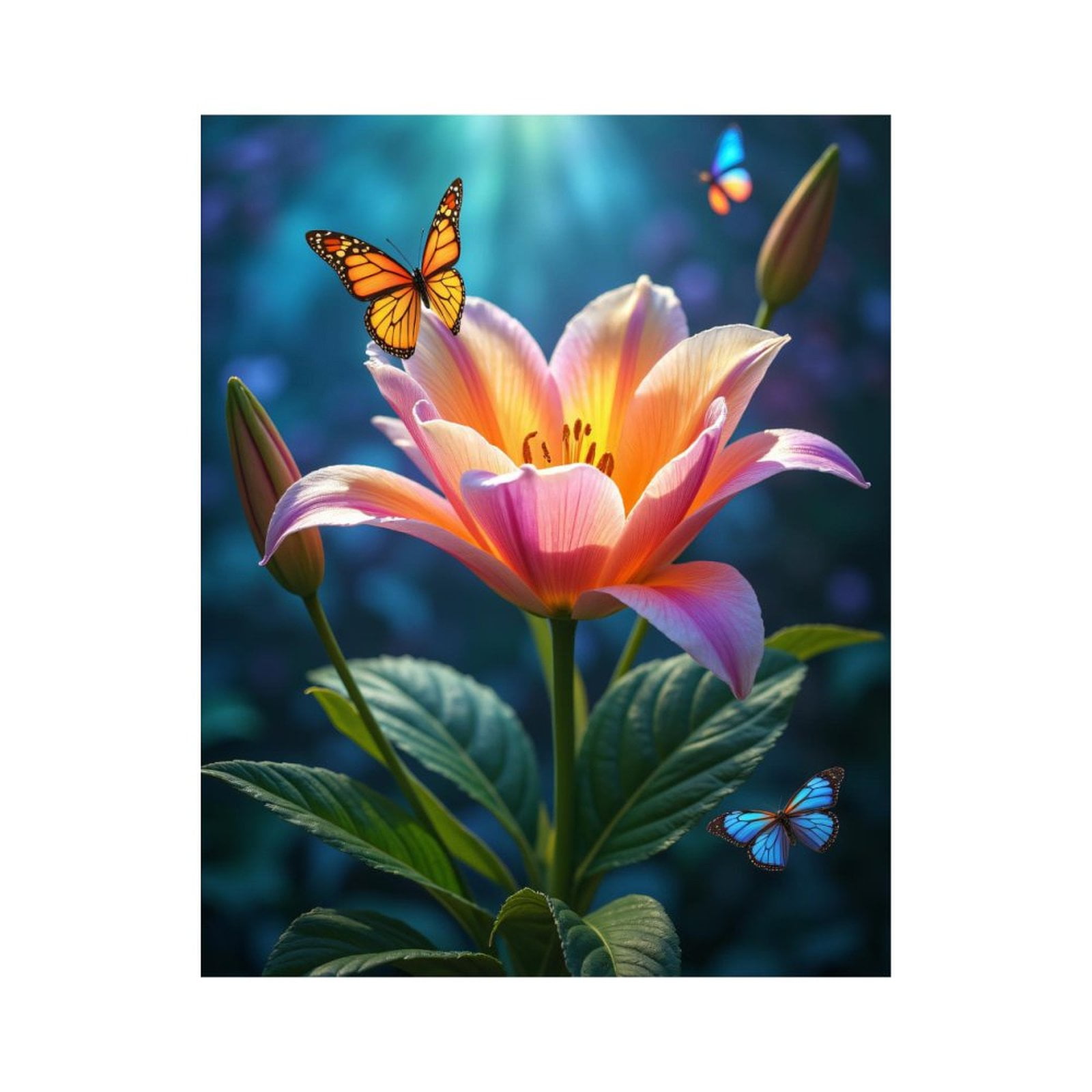 Paint By Numbers Kit for Adults Beginner - Butterfly Blossom Sunlit Bloom DIY Canvas Painting ...