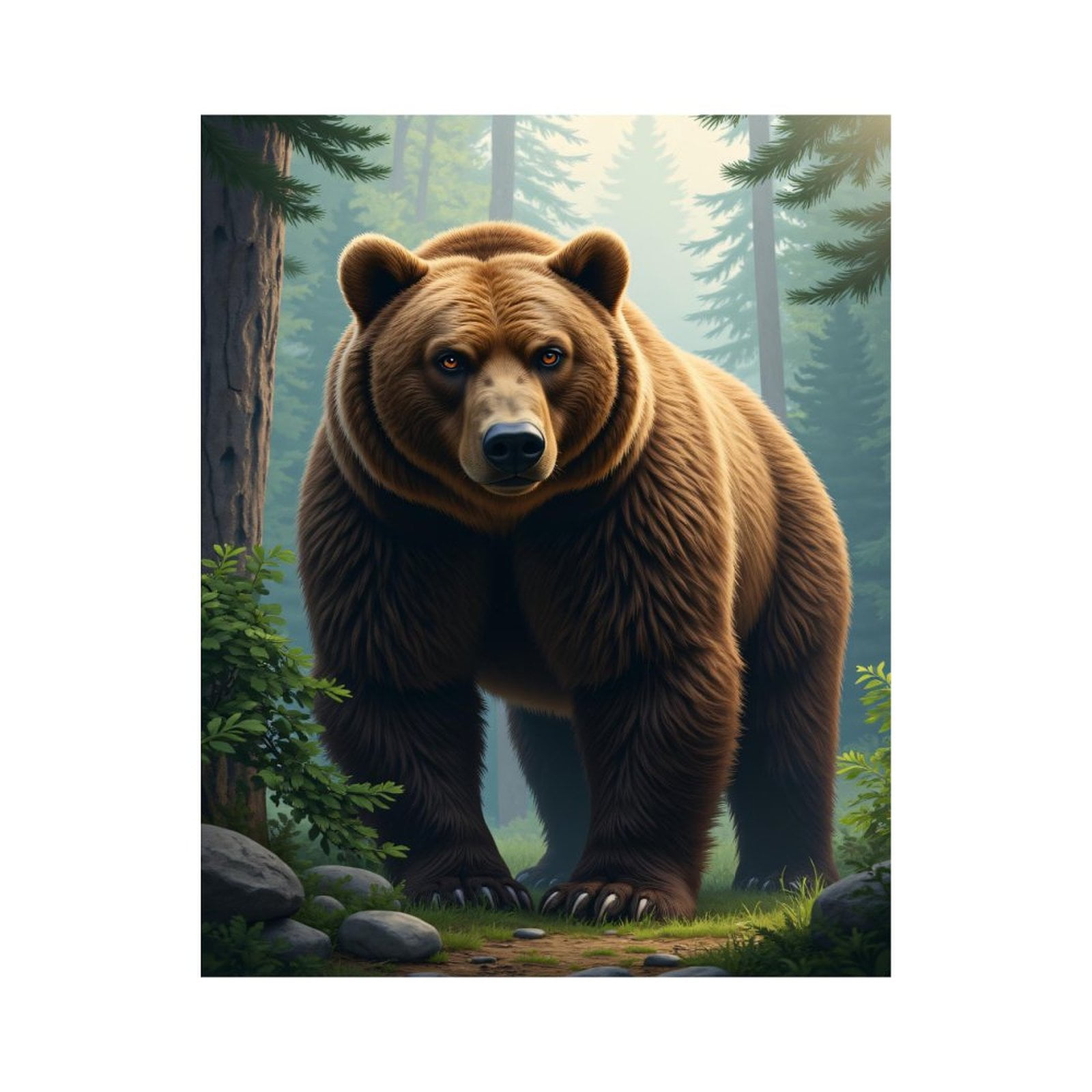 Paint By Numbers Kit for Adults Beginner - DIY Brown Bear Forest Scene ...