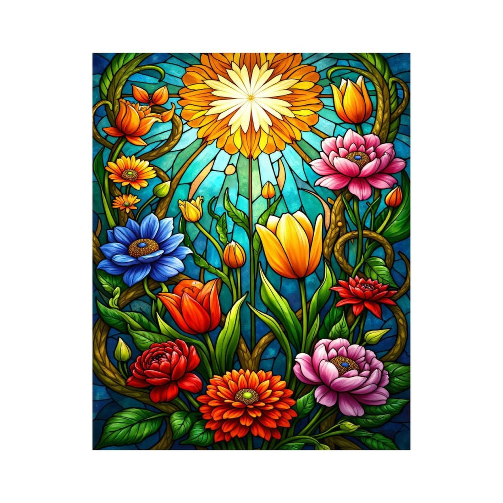 Paint By Numbers Kit for Adults Beginner - DIY Colorful Floral Stained ...