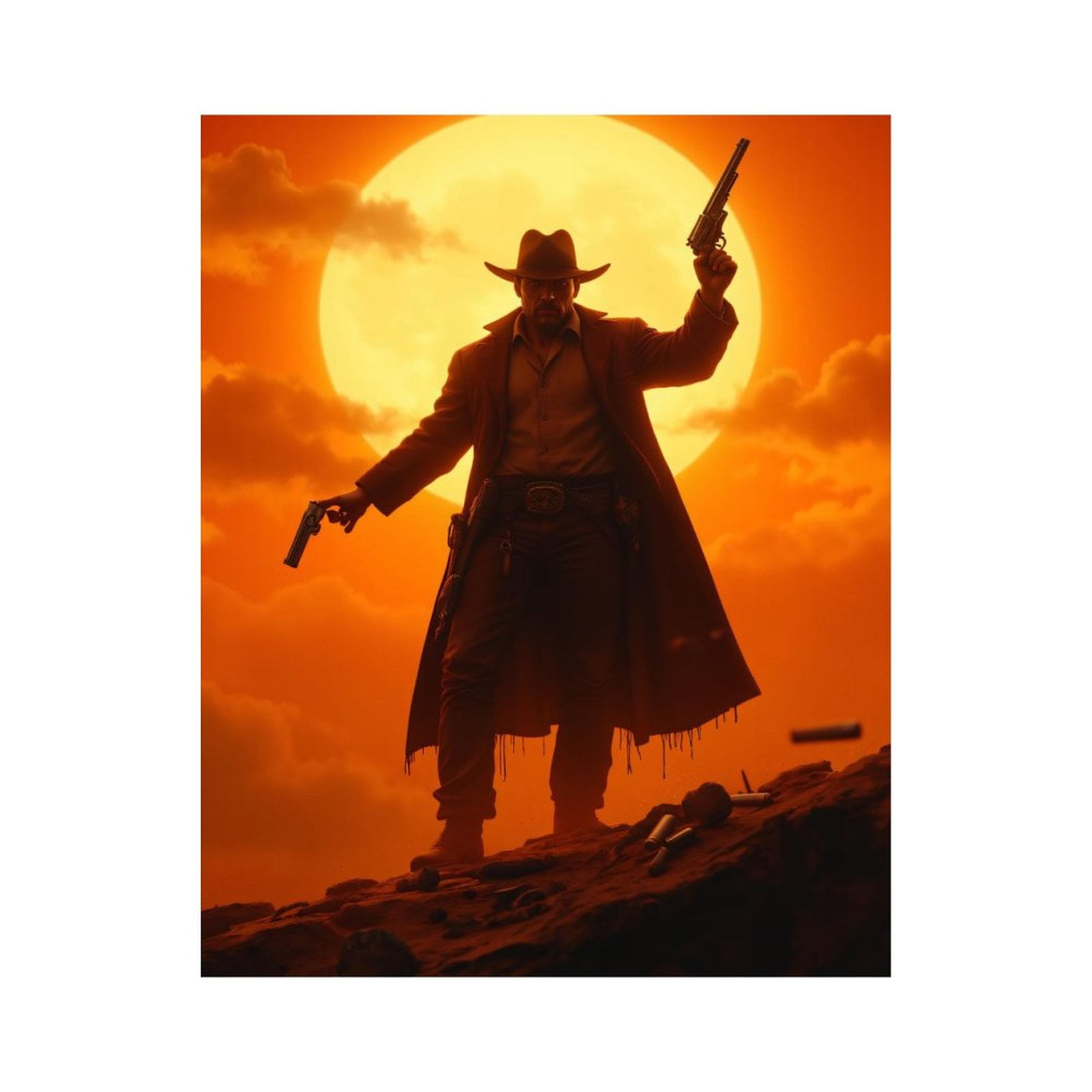 Paint By Numbers Kit for Adults Beginner - DIY Cowboy Sunset Standoff Shootout Canvas Painting ...