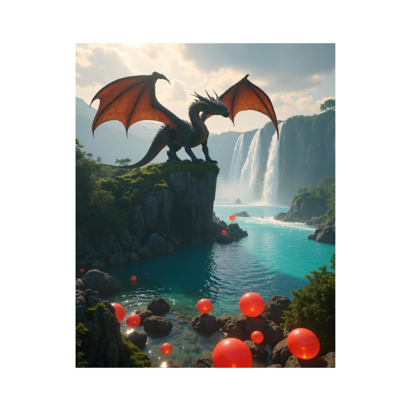 Paint By Numbers Kit for Adults Beginner - DIY Dragon Cliff Waterfall ...