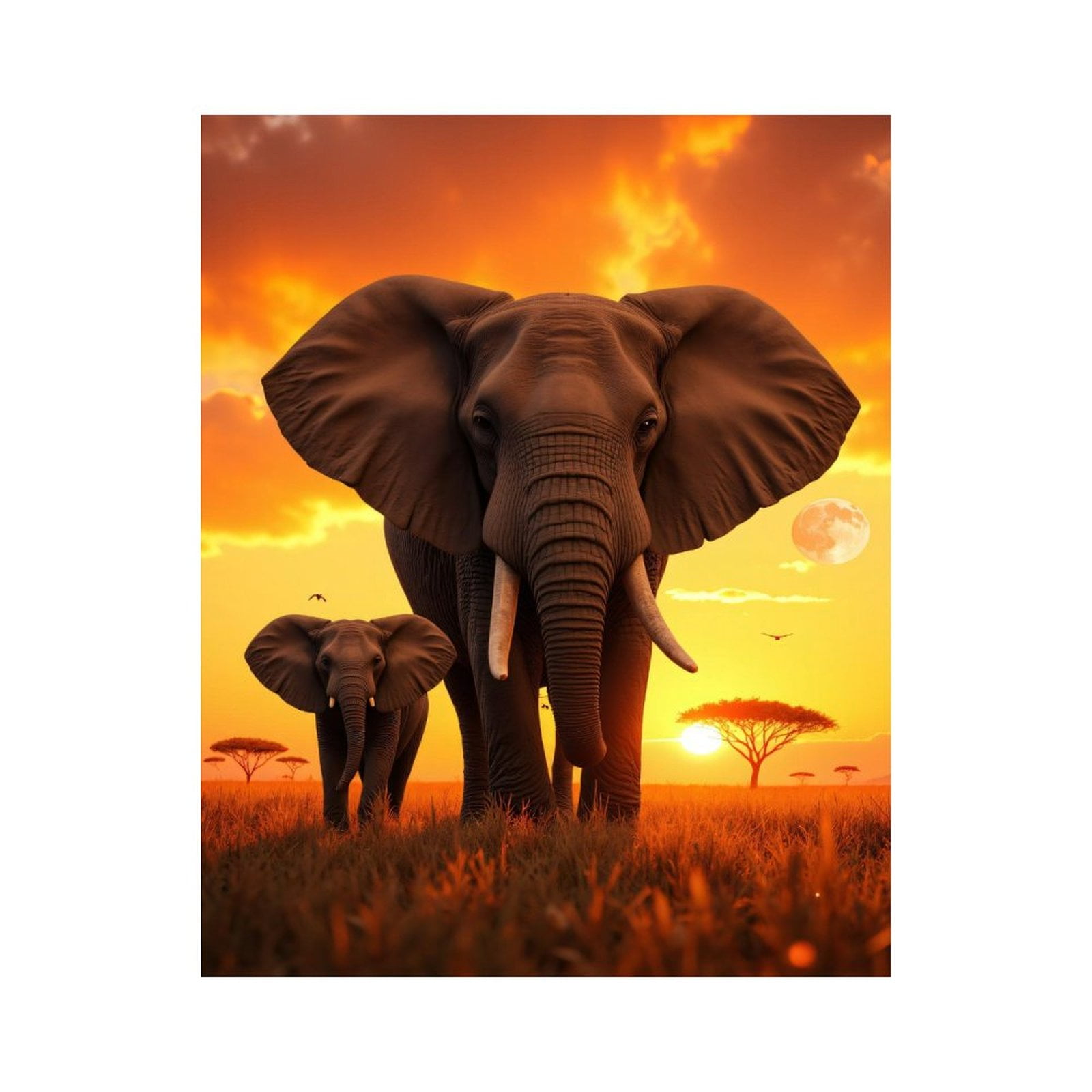 Paint By Numbers Kit for Adults Beginner - DIY Elephants Sunset Savanna ...